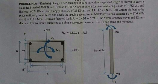 PROBLEM 3: (40points) Design a tied rectangular | Chegg.com