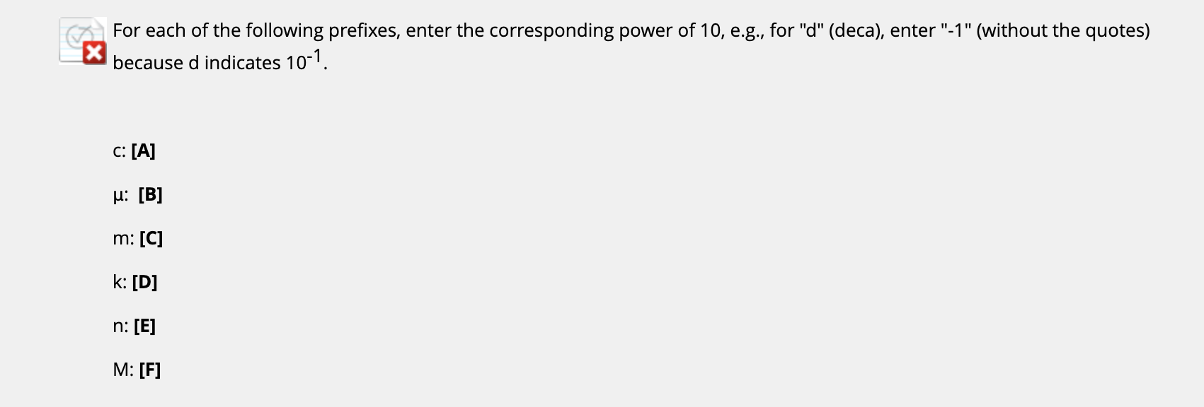 Solved For each of the following prefixes, enter the | Chegg.com