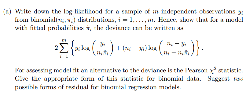 Solved a) Write down the log-likelihood for a sample of m | Chegg.com