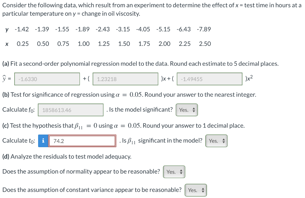 Solved Consider the following data, which result from an | Chegg.com