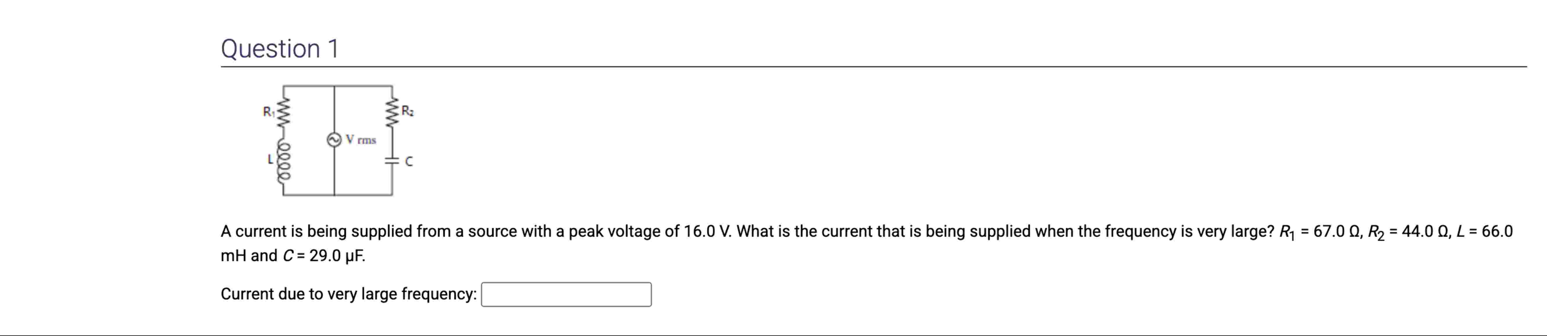 Solved Question 1A current is ﻿being supplied from a source | Chegg.com