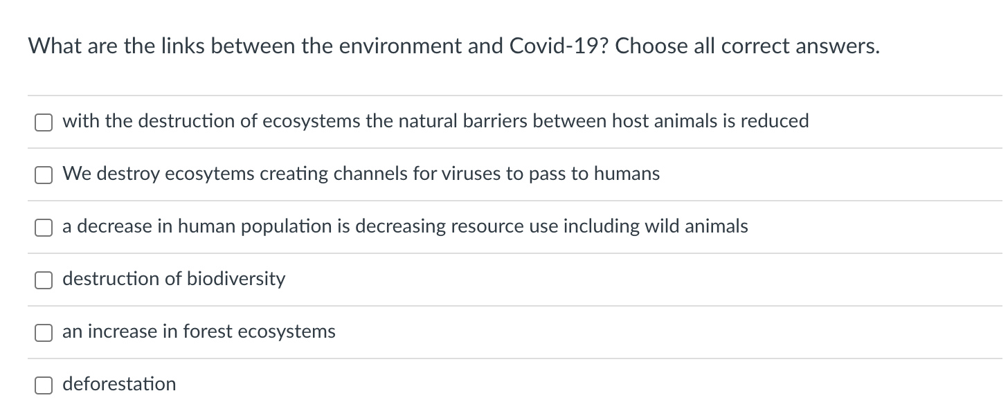 Solved What are the links between the environment and | Chegg.com