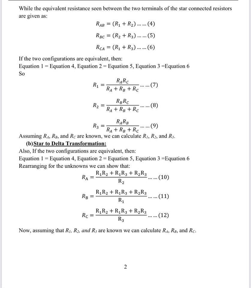 Solved Experiment No. 2 Delta -Star and Star-Delta | Chegg.com