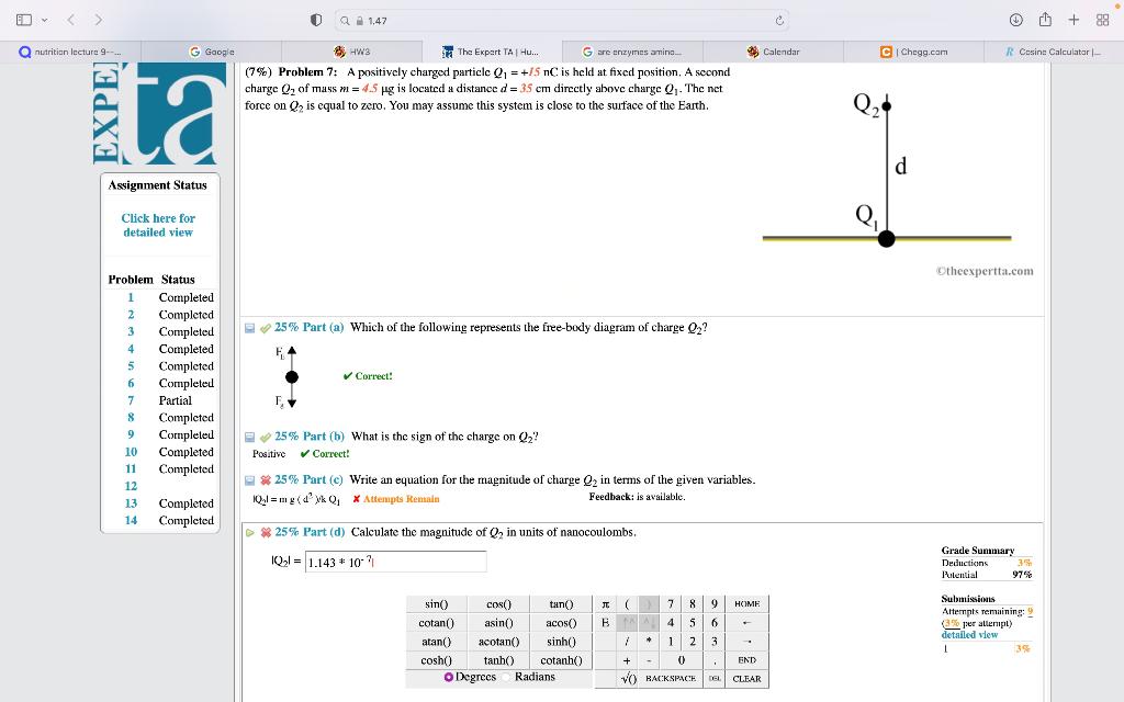 Solved (7\%) Problem 7: A positively charged particle | Chegg.com