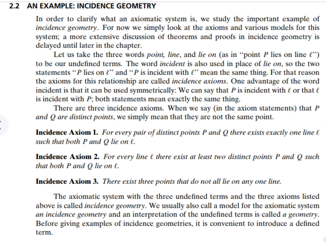 2.2 AN EXAMPLE: INCIDENCE GEOMETRY In order to | Chegg.com