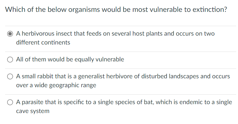 Solved Which of the below organisms would be most vulnerable | Chegg.com
