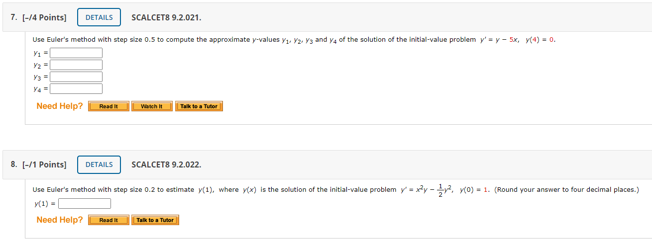 Solved 7. [-14 Points] DETAILS SCALCET8 9.2.021. Use Euler's | Chegg.com