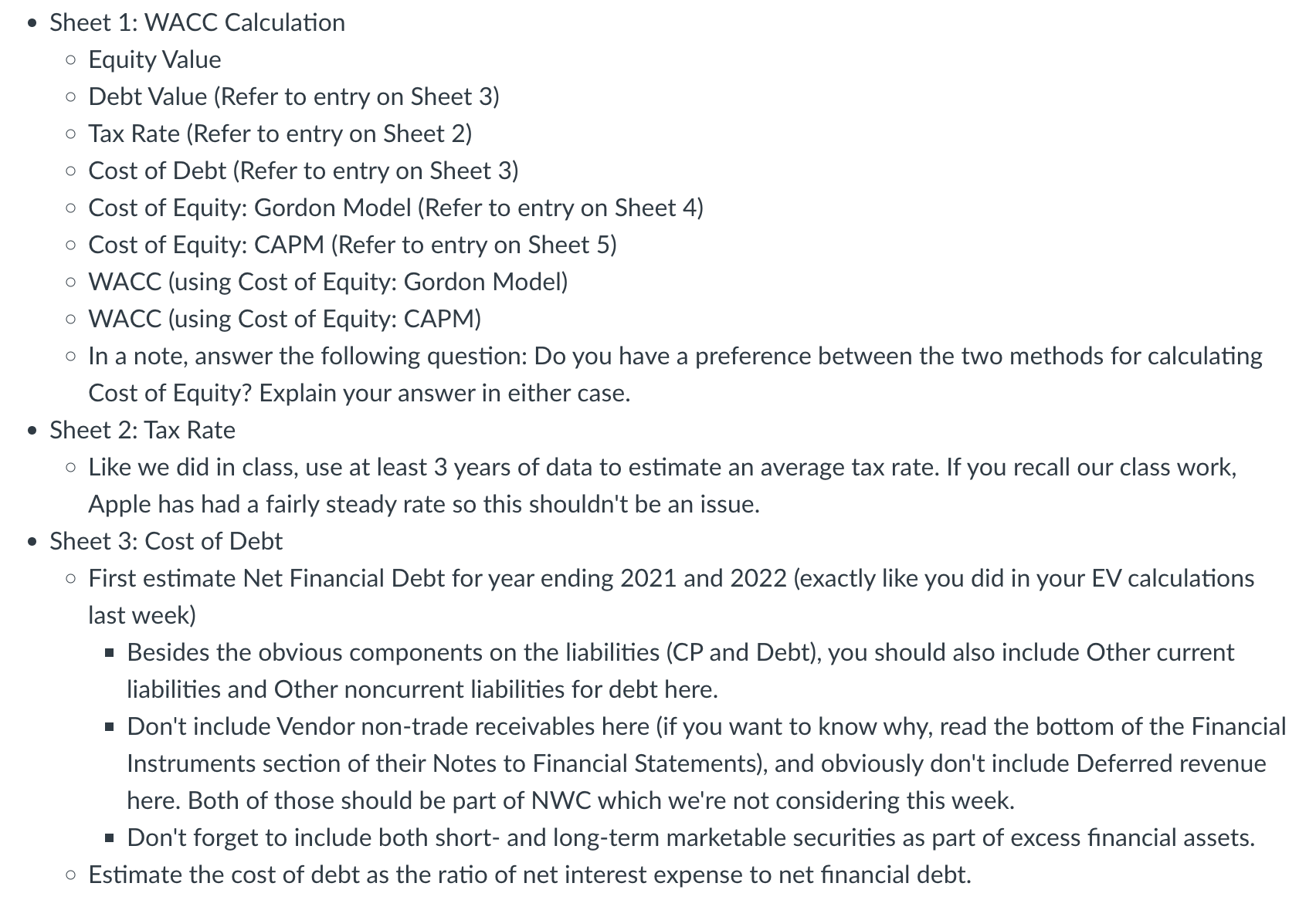 Build different sheets based on the instruction and | Chegg.com