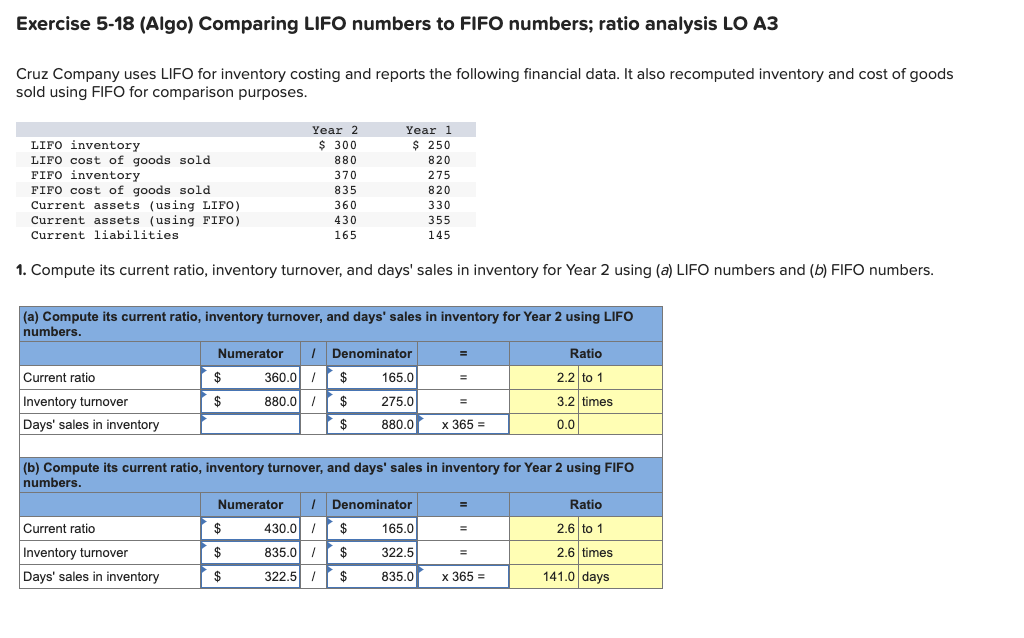Solved Exercise 5-18 (Algo) Comparing LIFO numbers to FIFO | Chegg.com