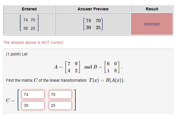 Solved The answer above is NOT correct. (1 point) Let | Chegg.com