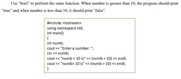 Solved Use "bool to perform the same function. When number | Chegg.com