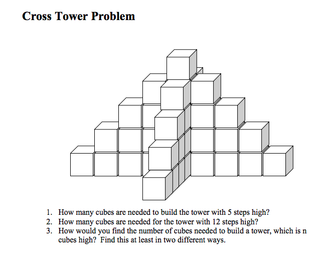 Solved Cross Tower Problem 1. 2. 3. How many cubes are | Chegg.com