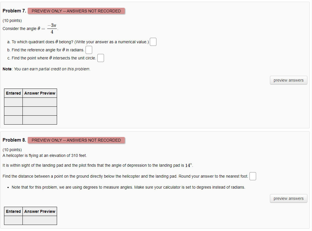 Solved Problem 7. PREVIEW ONLY -- ANSWERS NOT RECORDED (10 | Chegg.com