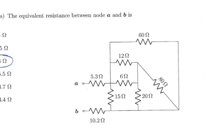 Solved s) The equivalent resistance between node a and b is | Chegg.com