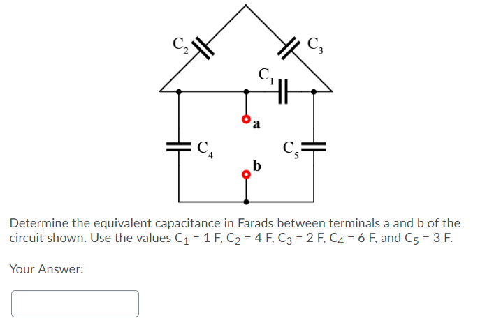 Solved Determine the equivalent capacitance in Farads | Chegg.com