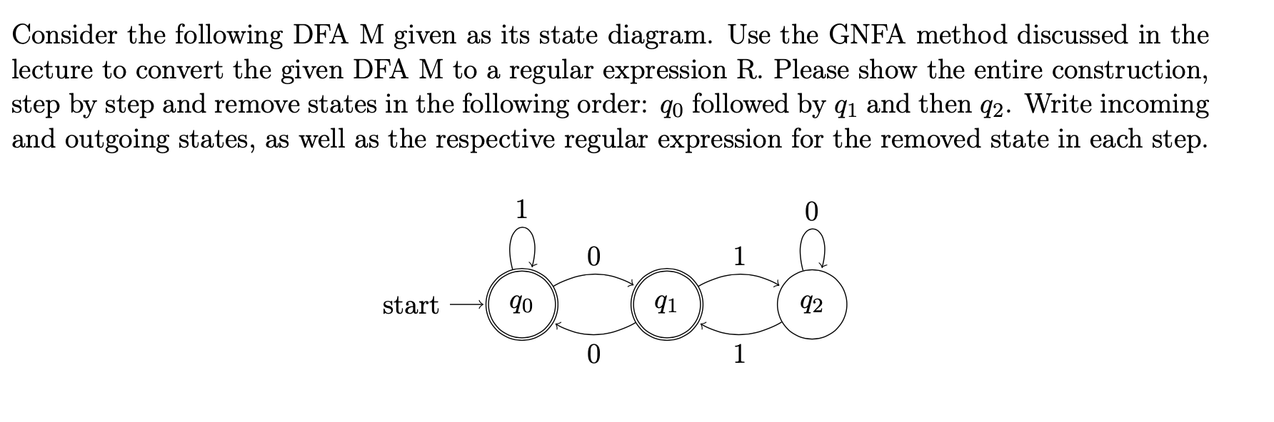 Solved Consider the following DFA M given as its state | Chegg.com