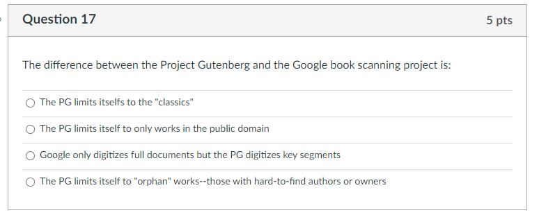 Solved The difference between the Project Gutenberg and the | Chegg.com