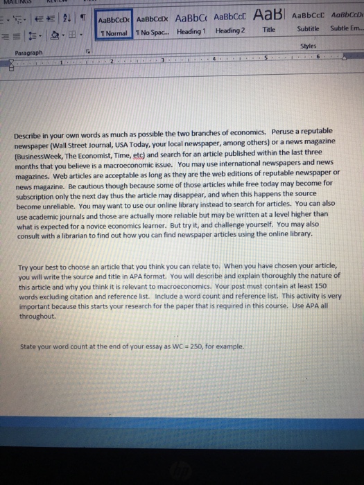 Solved AaBbCcC AaBbCcD 1 Heading 2 Title Subtitle Subtle Em | Chegg.com