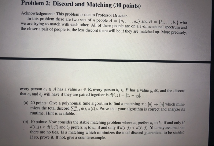 Problem 2: Discord and Matching (30 points) | Chegg.com