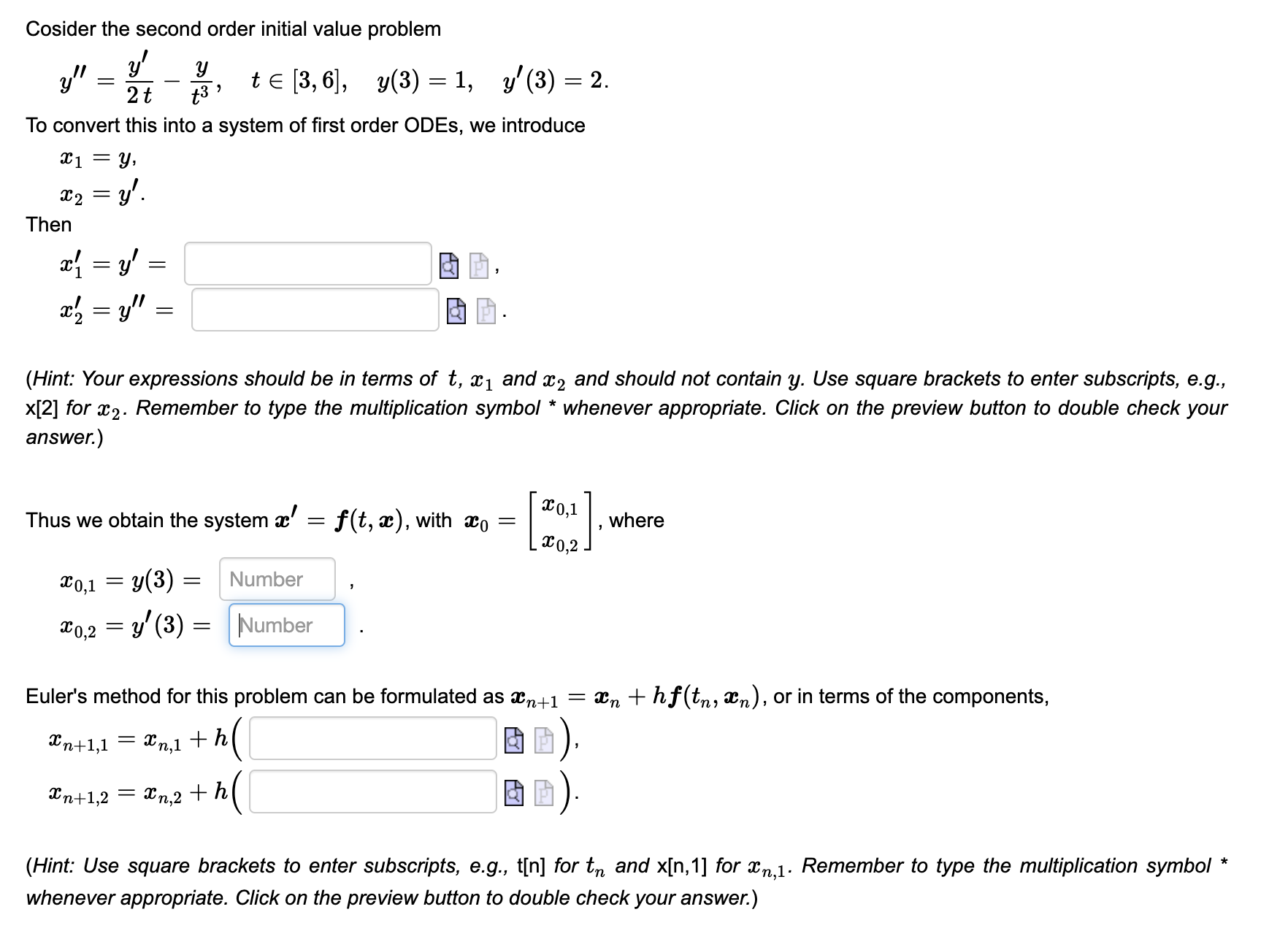 Solved Cosider the second order initial value problem | Chegg.com