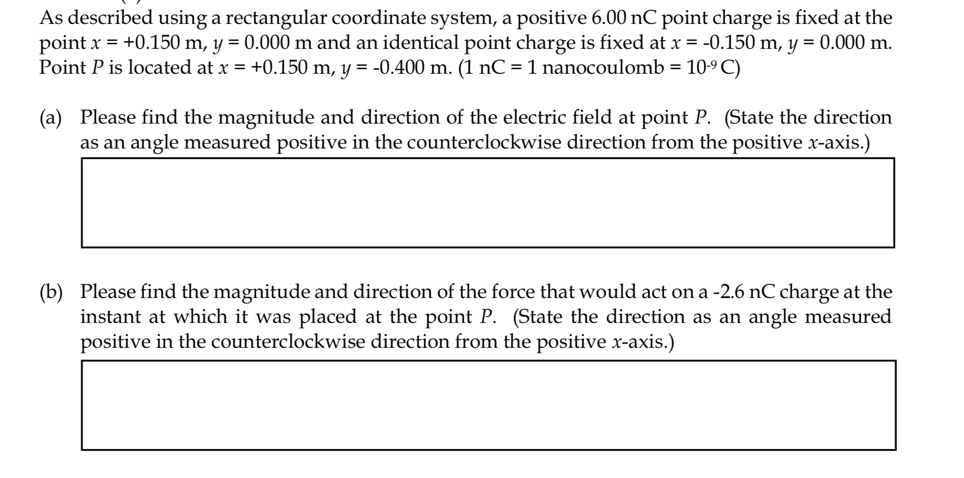 Solved As described using a rectangular coordinate system, a | Chegg.com