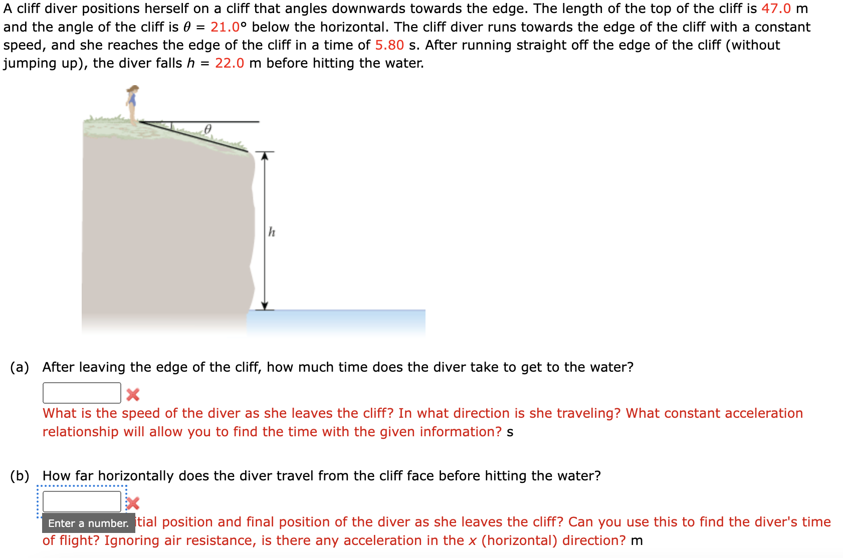 A cliff diver positions herself on a cliff that | Chegg.com