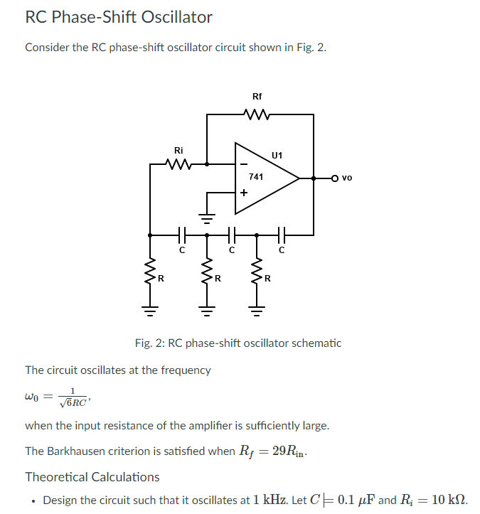 Solved RC Phase-Shift Oscillator Consider the RC phase-shift | Chegg.com