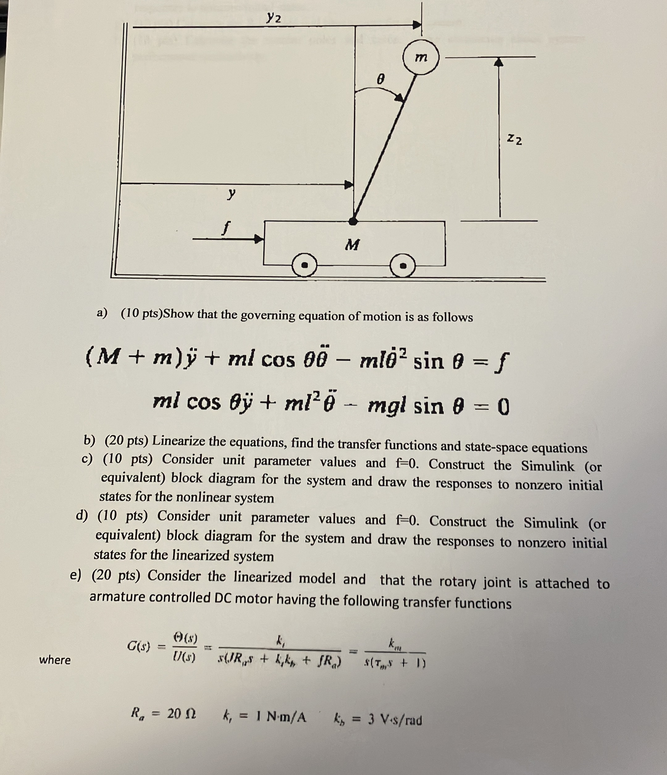 Solved a) (10 pts)Show that the governing equation of motion | Chegg.com