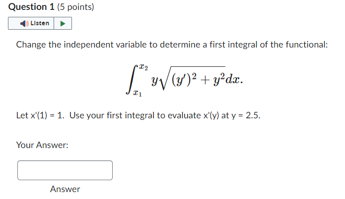 Solved Change the independent variable to determine a first | Chegg.com