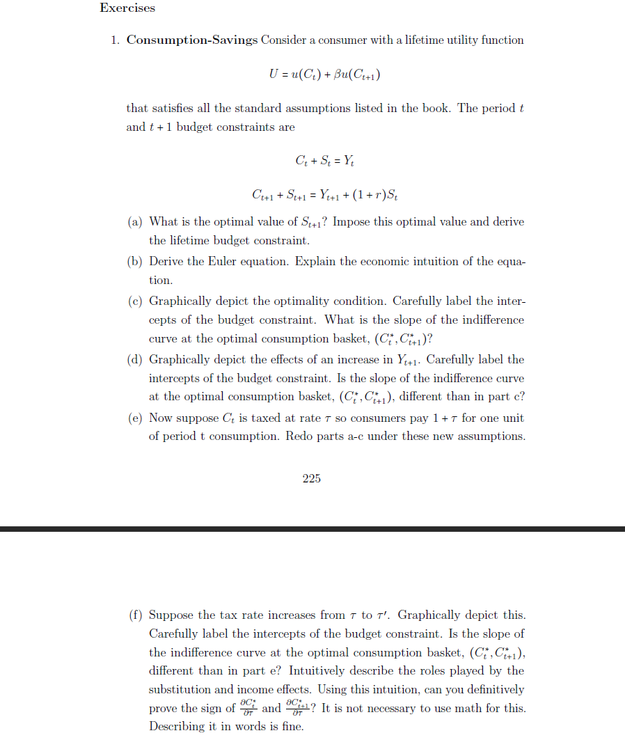 Solved 1. Consumption-Savings Consider a consumer with a | Chegg.com