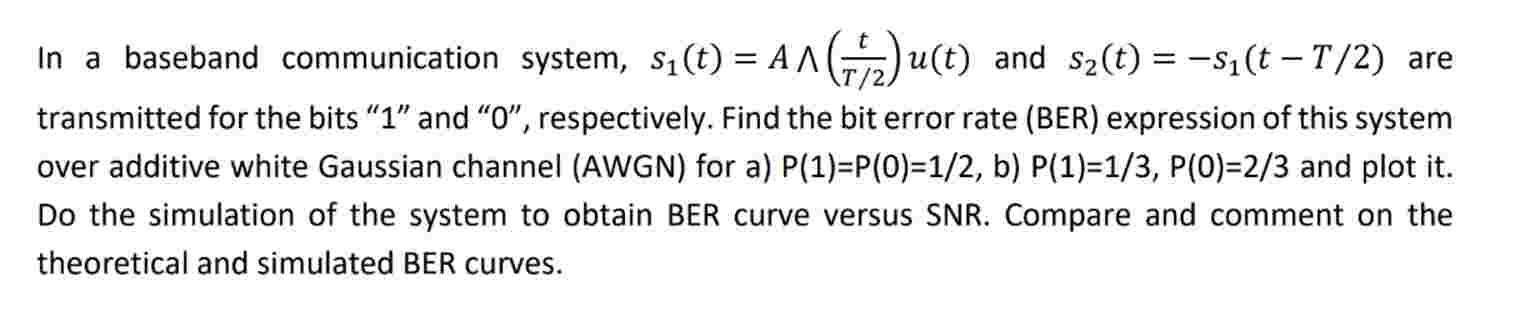 Solved In ﻿a baseband communication system, | Chegg.com