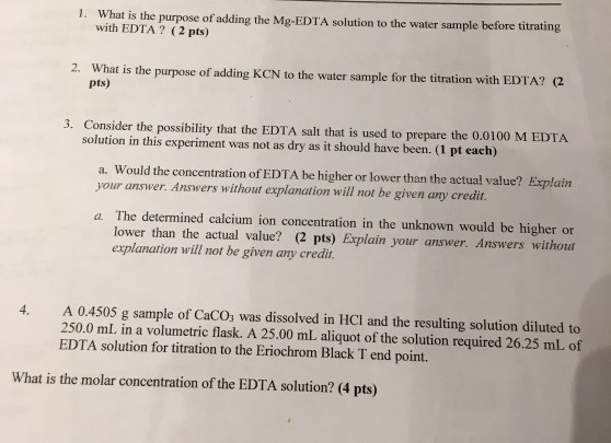Solved 1. What is the purpose of adding the Mg-EDTA solution | Chegg.com