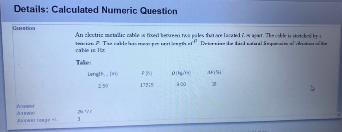 Solved Details: Calculated Numeric Question Question An | Chegg.com