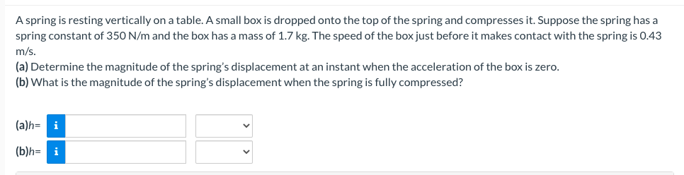 Solved A spring is resting vertically on a table. A small | Chegg.com
