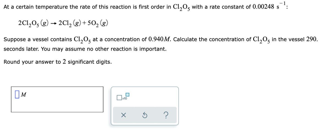 Solved 1 At a certain temperature the rate of this reaction | Chegg.com