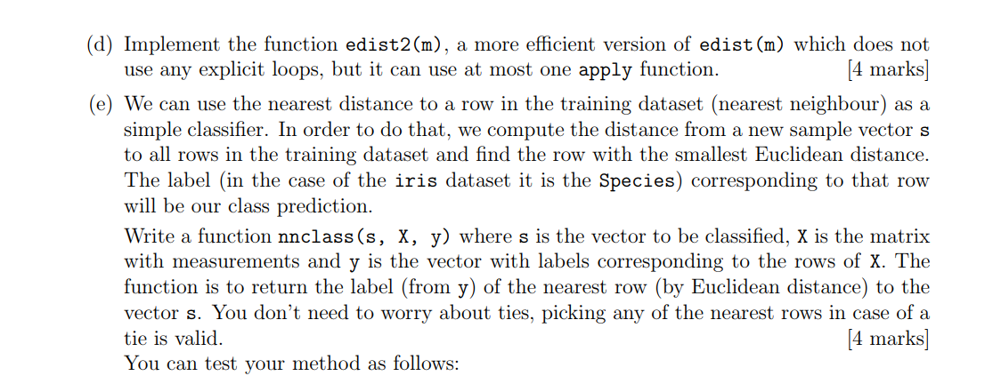 Solved 3. [16 marks] Euclidean distance d(a,b) between two | Chegg.com