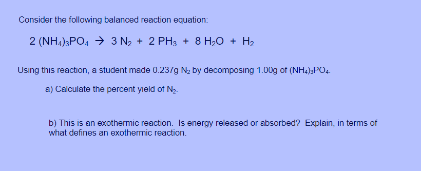 Solved Consider the following balanced reaction equation: 2 | Chegg.com