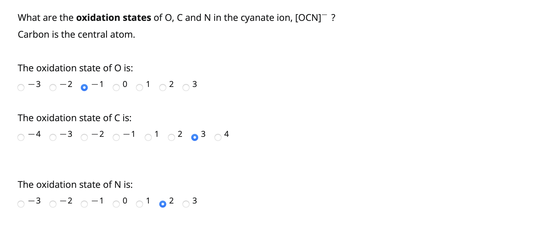 Solved What are the oxidation states of \\( \\mathrm{O}, | Chegg.com