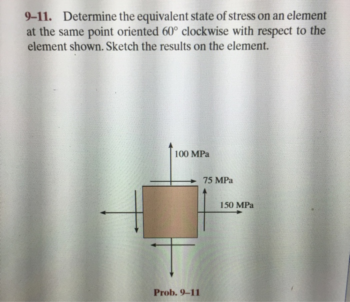 Solved 9-11. Determine the equivalent state of stress on an | Chegg.com Solved 9-11. Determine the equivalent state of stress on an | Chegg.com