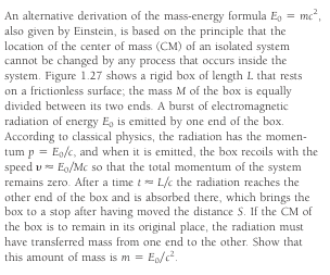 Solved An alternative derivation of the mass-energy formula | Chegg.com