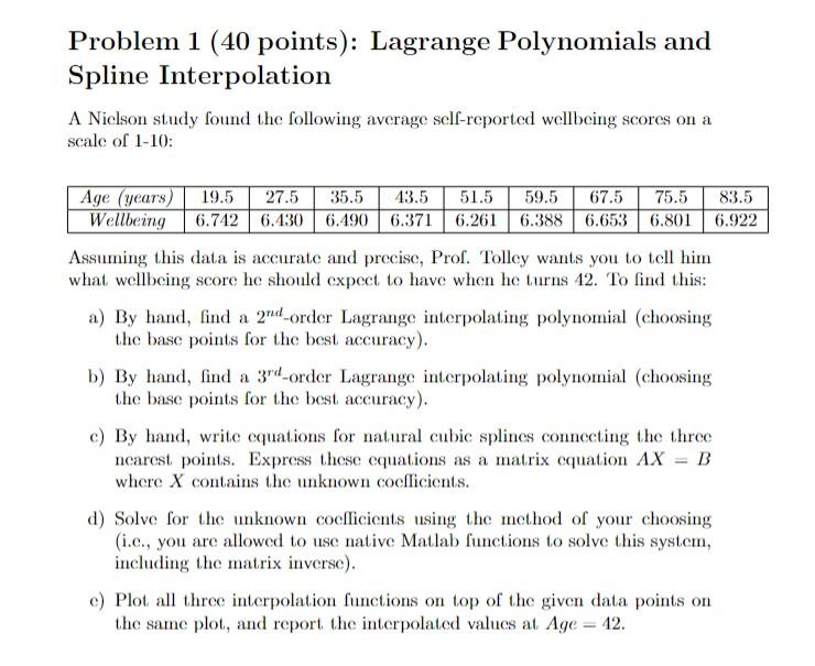 Problem 1 (40 points): Lagrange Polynomials and | Chegg.com