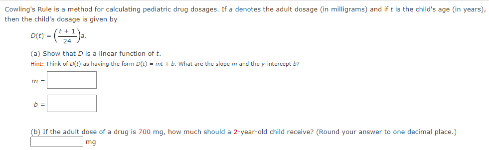 Solved Cowling's Rule is a method for calculating pediatric | Chegg.com