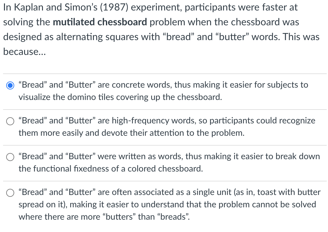 Solved In Kaplan and Simon's (1987) experiment, participants | Chegg.com
