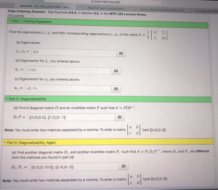 Solved ? ww4.math.msu.edu WeßWork : mth 235 us18.91800: | Chegg.com