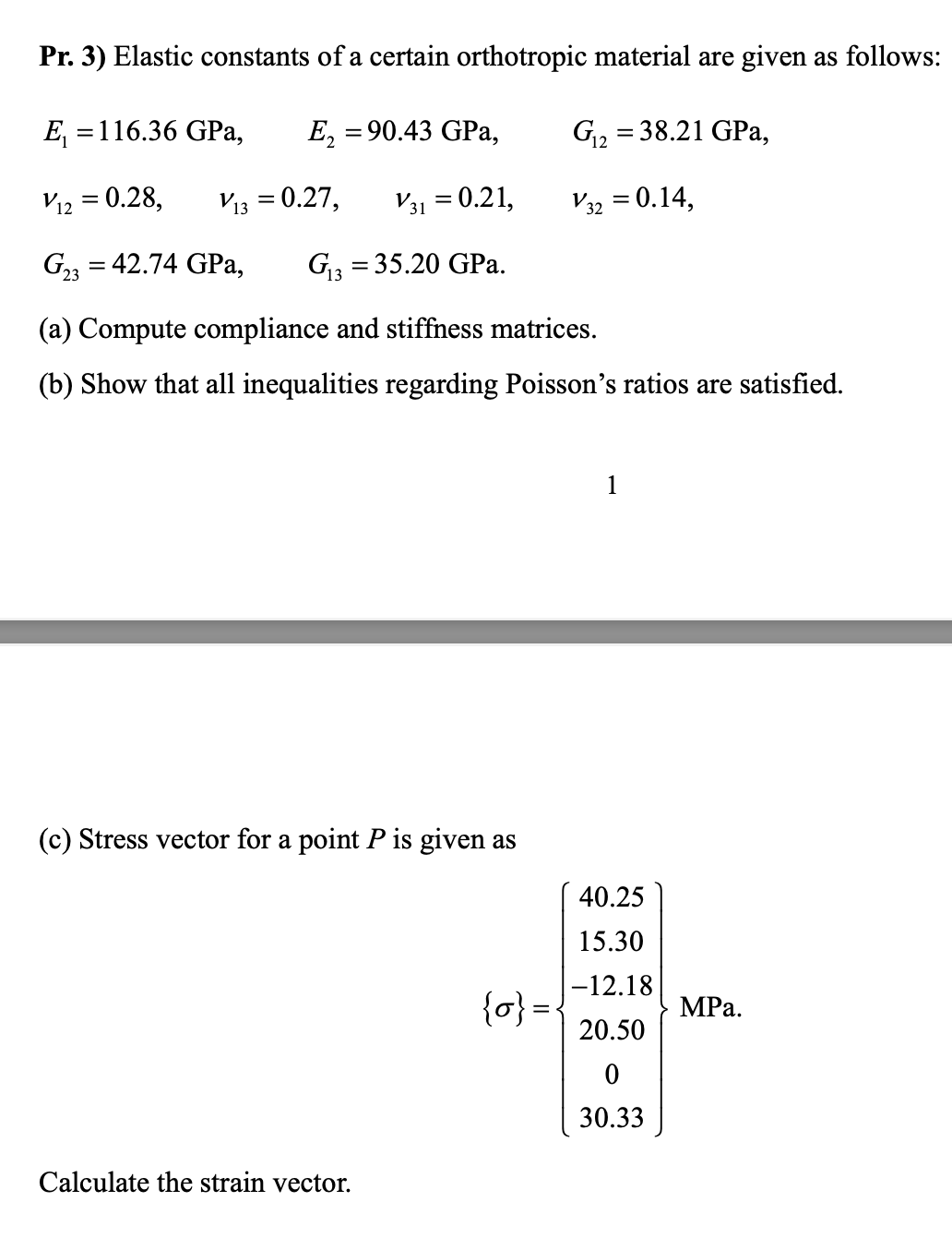 Solved Pr. 3) Elastic constants of a certain orthotropic | Chegg.com