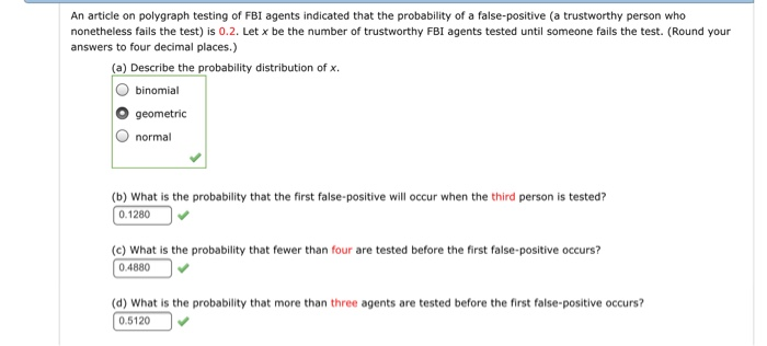 Solved An article on polygraph testing of FBI agents | Chegg.com