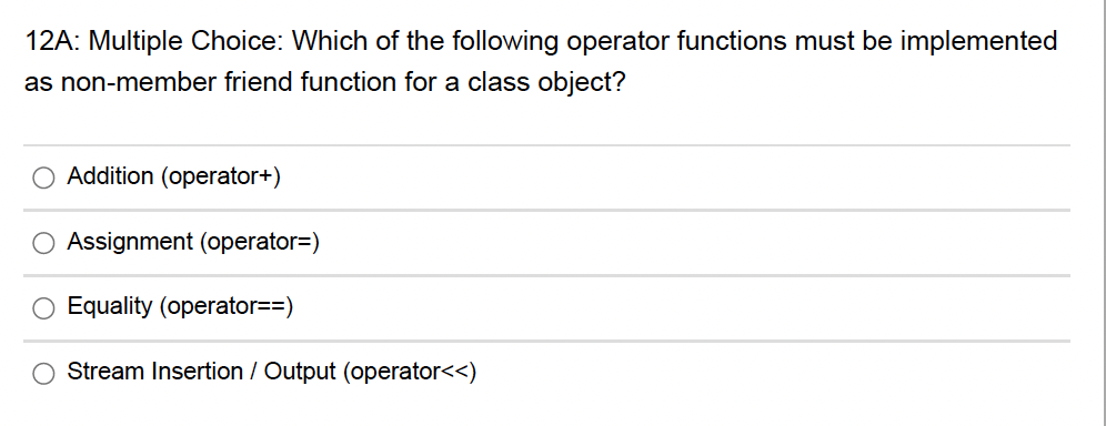 Solved 12A: Multiple Choice: Which of the following operator | Chegg.com