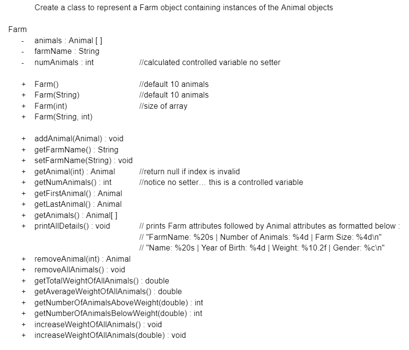 Solved Create a class to represent an object of type Animal | Chegg.com