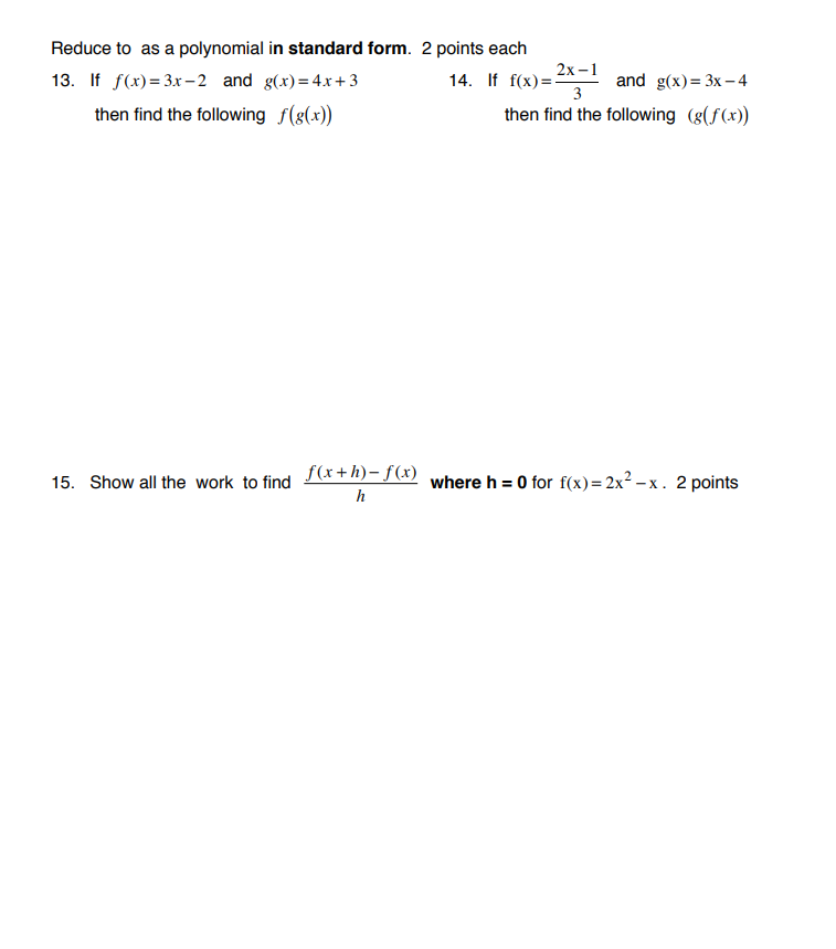Solved Reduce to as a polynomial in standard form. 2 points | Chegg.com