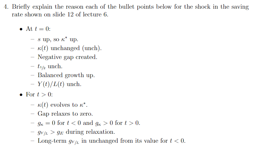 Solved The Solow-Swan Model Shock Analysis Case 1: saving | Chegg.com